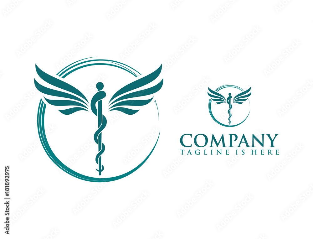 Classic Circle with Snake Stick and Wings Medicine Logo Symbol Stock ...