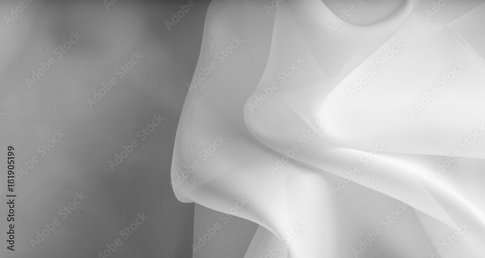 Texture, background, pattern. Silk fabric is transparent, white in ...
