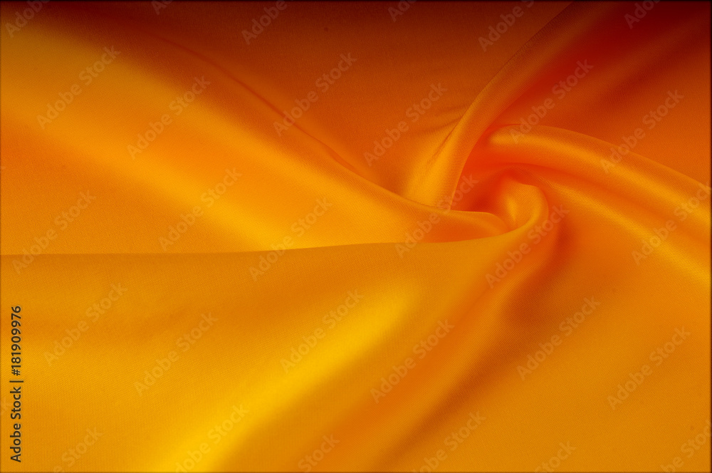 Texture, background, pattern. Red, yellow gold shades of silk fabric ...
