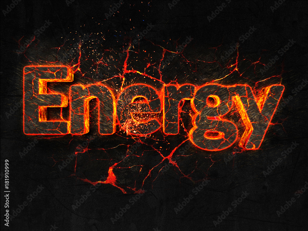 Energy Fire text flame burning hot lava explosion background. Stock ...