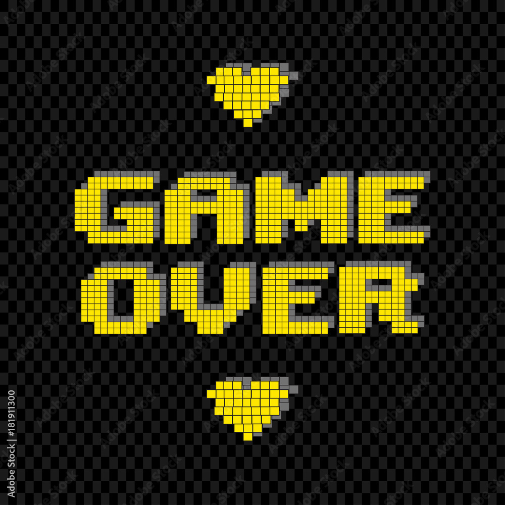 Pixel Game Over Computer Game Screen Stock Vector | Adobe Stock