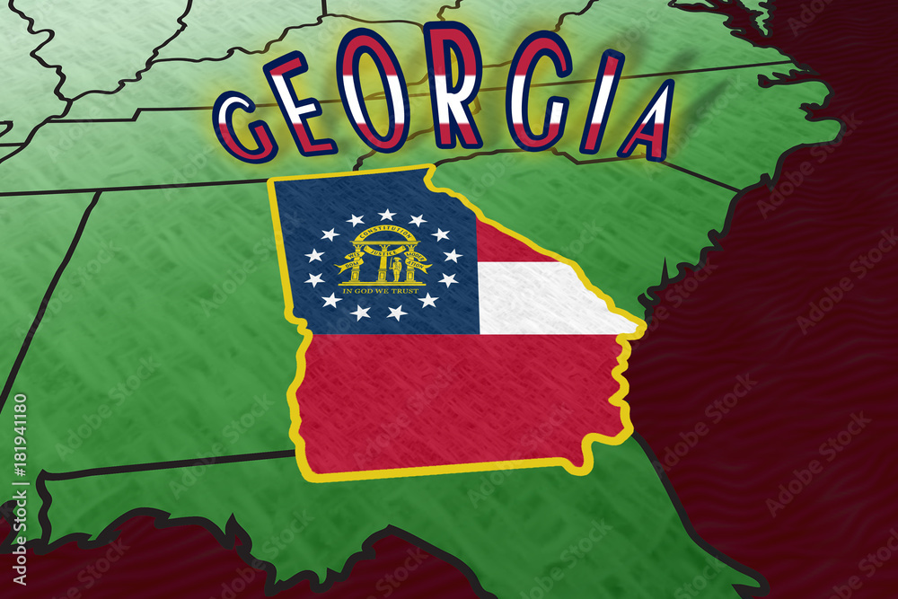 Georgia State Illustration in perspective USA map Stock Illustration ...