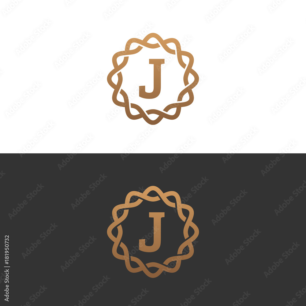 Letter J Monogram design elements, graceful template. Elegant line art ...