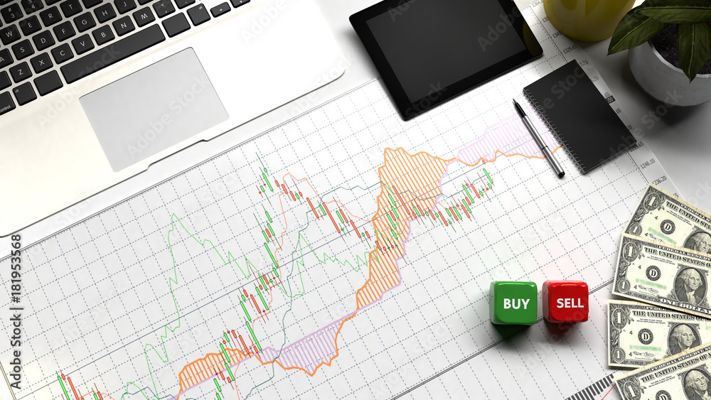 Investor stock market candle stick graph chart with indicator business ...