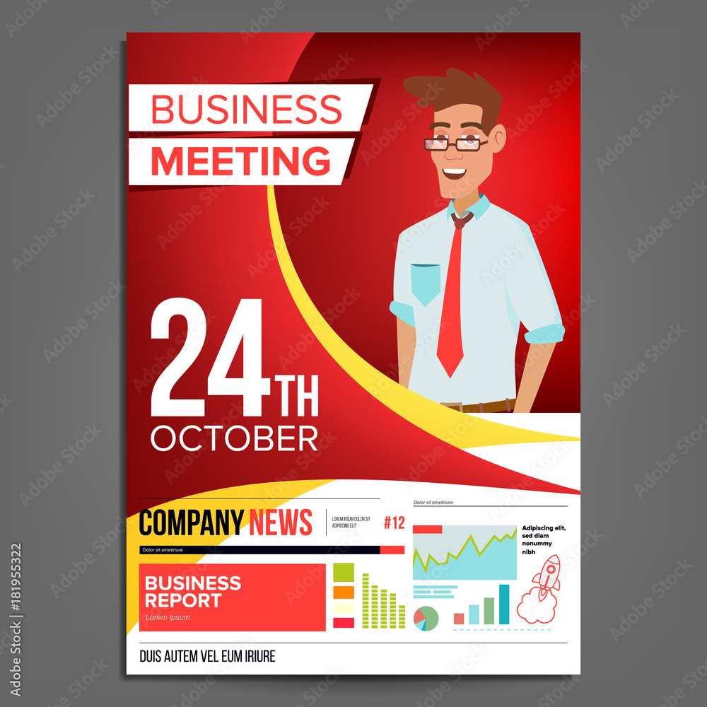 Business Meeting Poster Vector. Businessman. Invitation For Conference ...