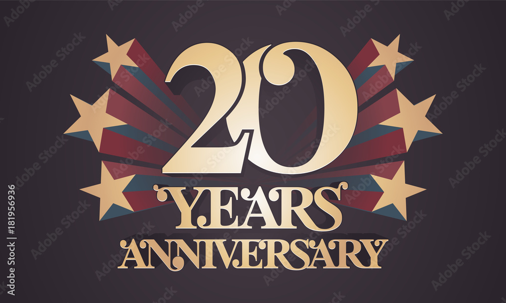 20 years anniversary vector icon, logo. Graphic design element with ...