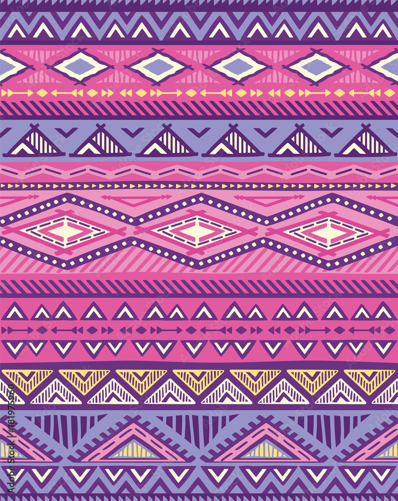 Seamless abstract illustration with ethnic Aztec and tribal, folk ...