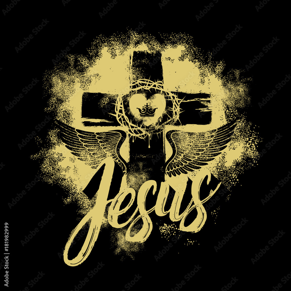 Bible lettering. Christian art. Cross of the Lord and Savior Jesus ...