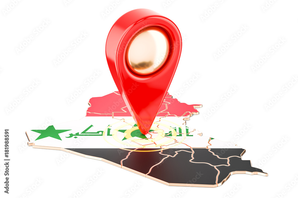 Map pointer on the map of Iraq, 3D rendering Stock Illustration | Adobe ...