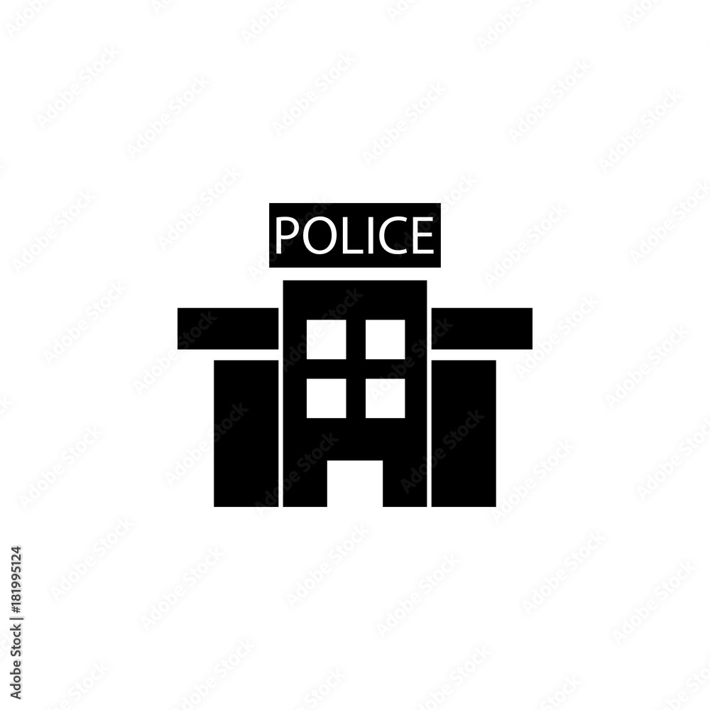 police station in black and white icon. Police element icon. Premium ...