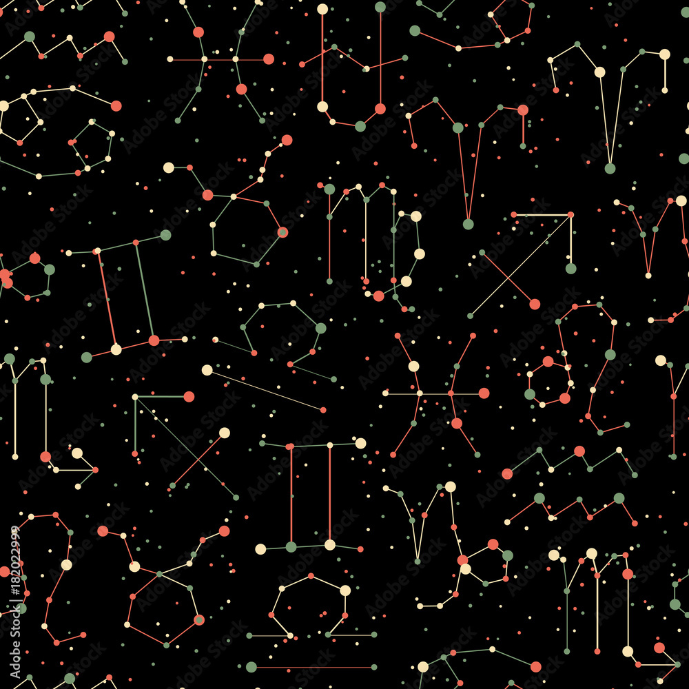 Horoscope seamless pattern, all Zodiac signs in constellation style ...