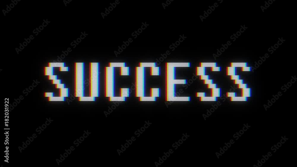 retro digital font success word text on old tv lcd glitch interference ...