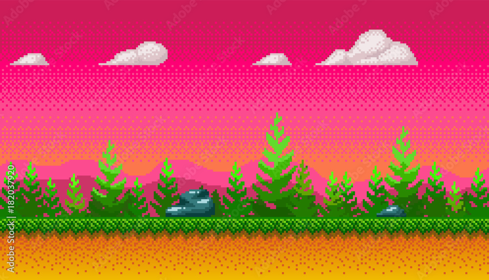 Pixel art seamless background. Stock Vector | Adobe Stock