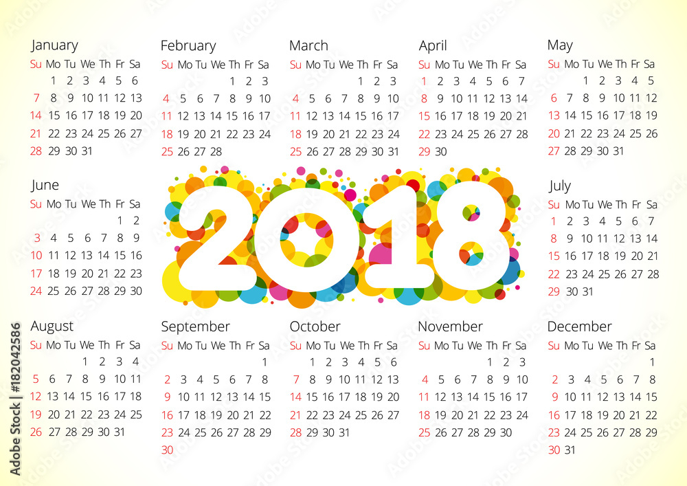 2018 office calendar for whole year. Celebrating congratulating minimal ...