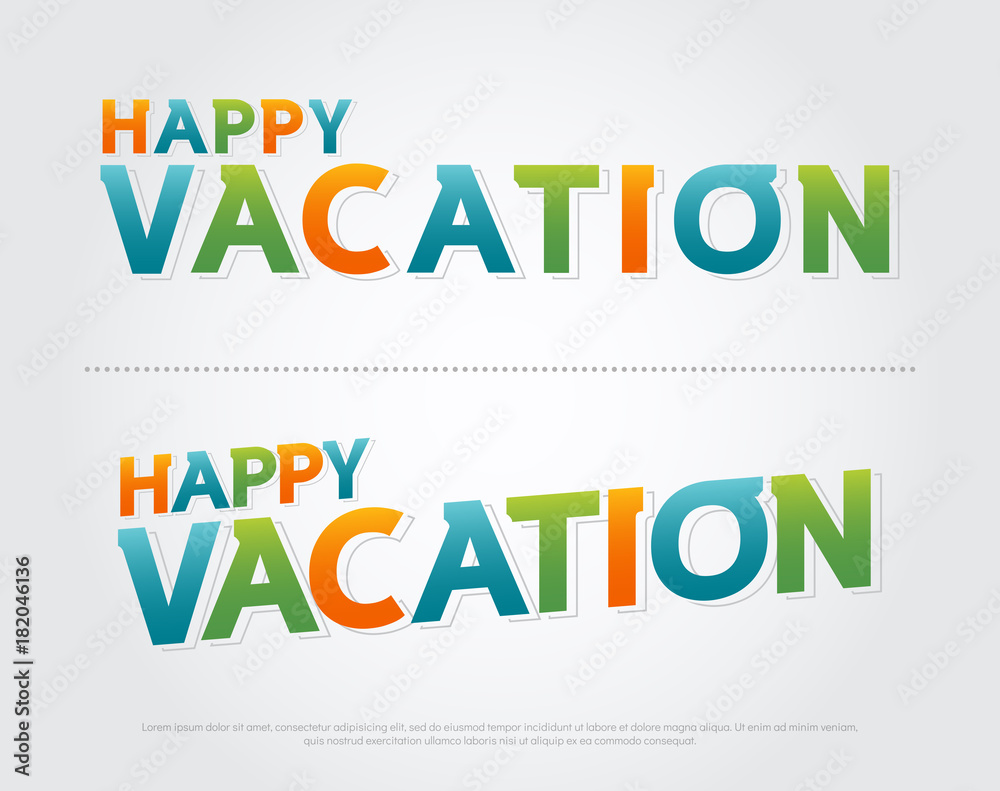 Happy vacation colorful logo. happy vacation typography design with ...