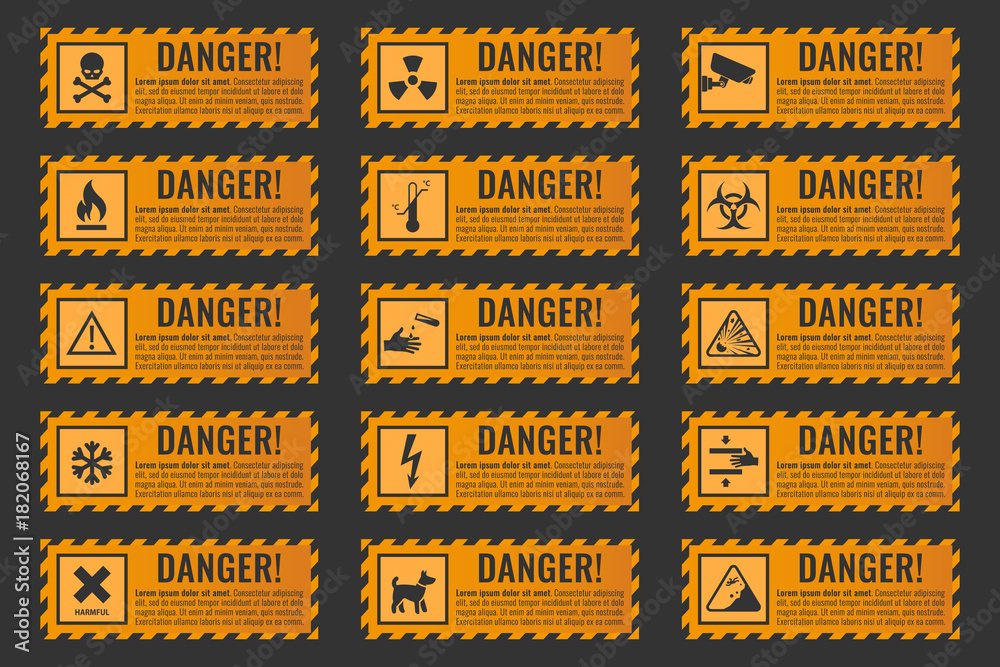 warning sign banner with danger text, vector illustration Stock Vector ...