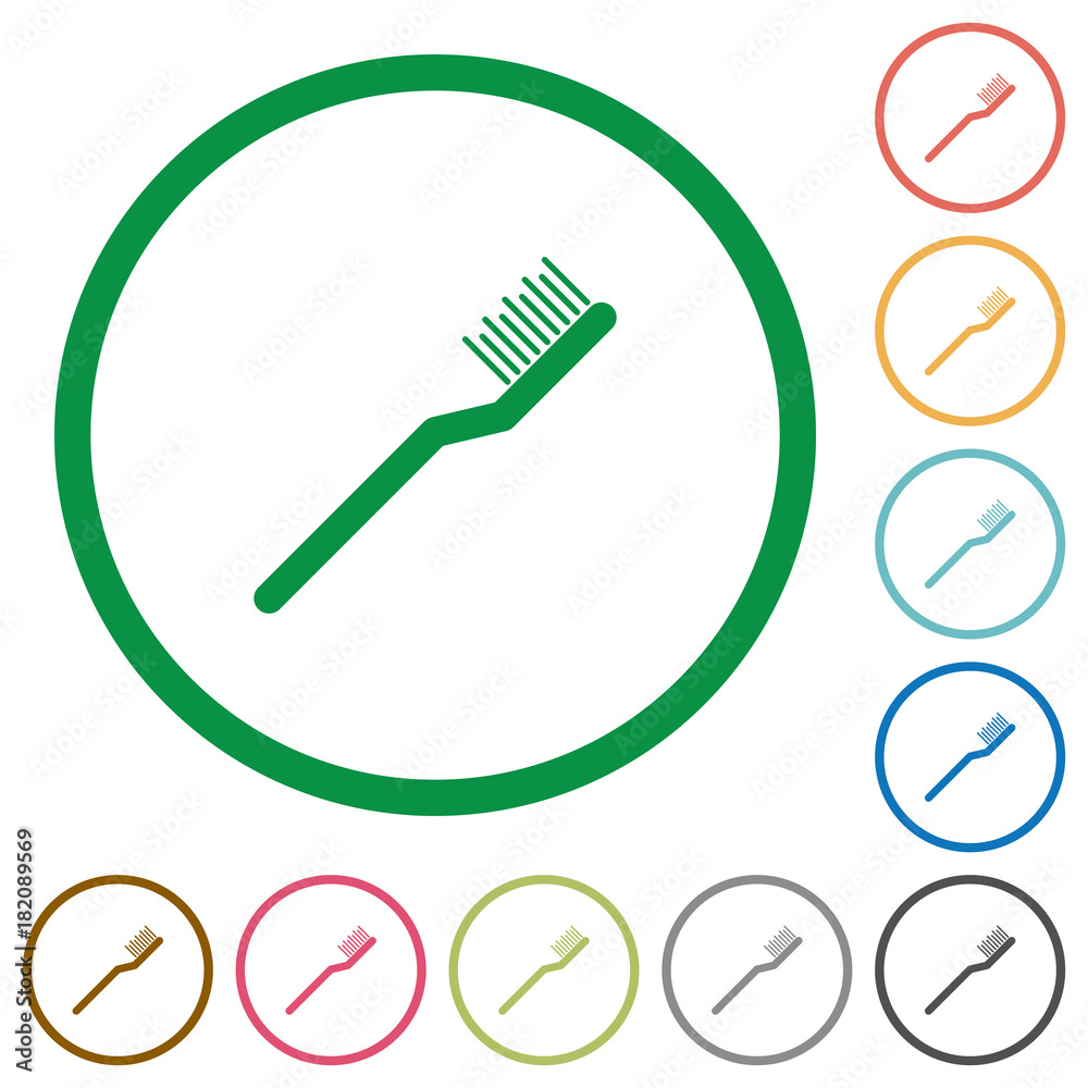 Toothbrush flat icons with outlines Stock Vector | Adobe Stock