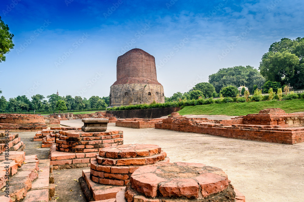 Dhamek Stupa is a massive stupa located at Sarnath, Varanasi,India ...