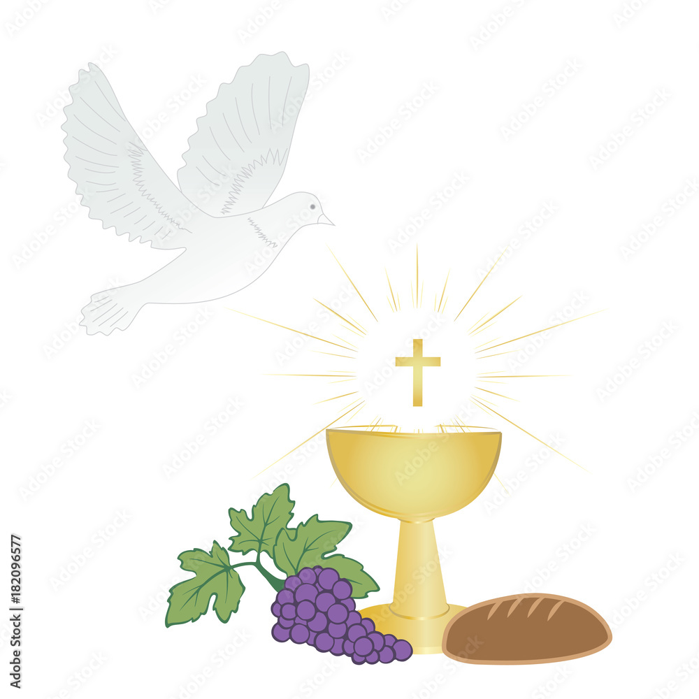 First communion symbols in color for a nice invitation design. Stock ...
