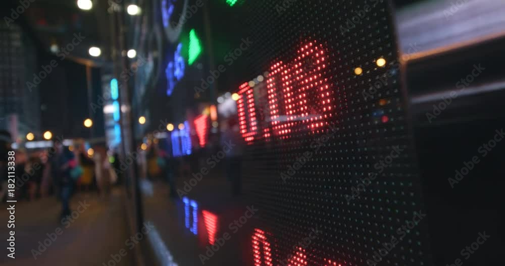 Display screen showing stock market prices at night Stock Video | Adobe ...