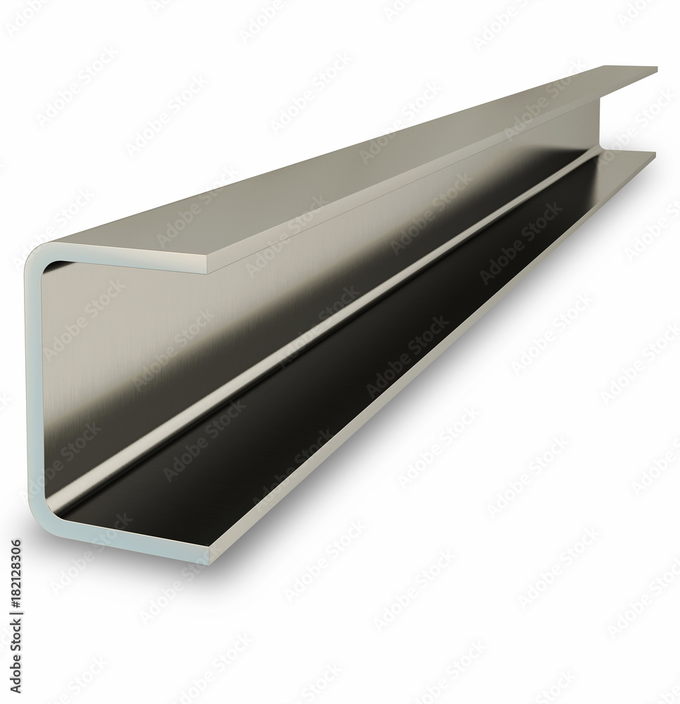 Steel channel beam isolated on white background. 3D rendering Stock ...