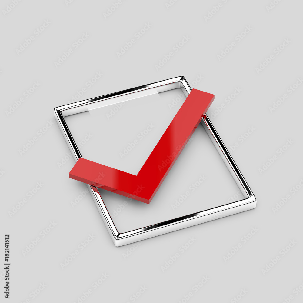 Red tick on isolated white background, 3d illustration Stock Photo ...