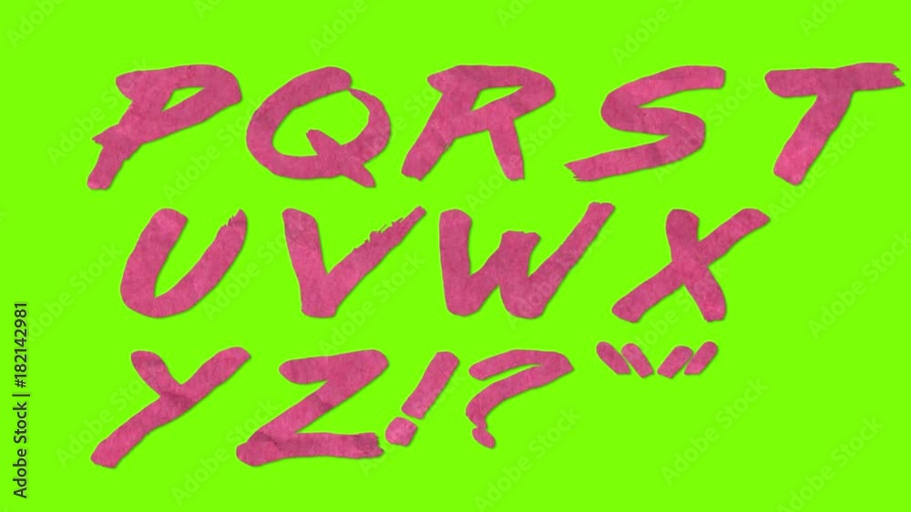 animated paper cutout retro vintage font isolated on chroma key green ...