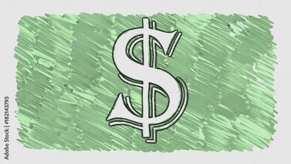 drawn marker dollar sign letter cartoon handmade animation seamless ...
