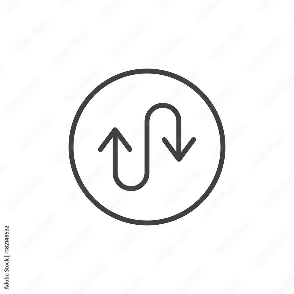 Up down curved directional arrow line icon, outline vector sign, linear ...