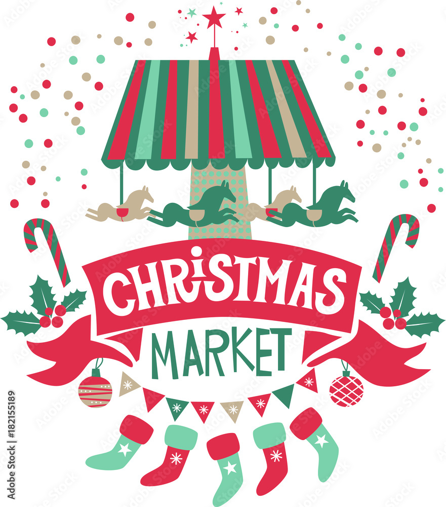 Poster for a Christmas fair with lettering lettering Christmas market ...