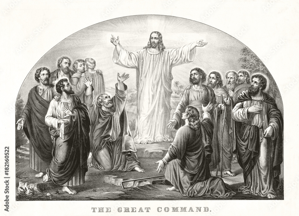 Fototapeta Jesus Christ appearing to his disciples in a strong light ...