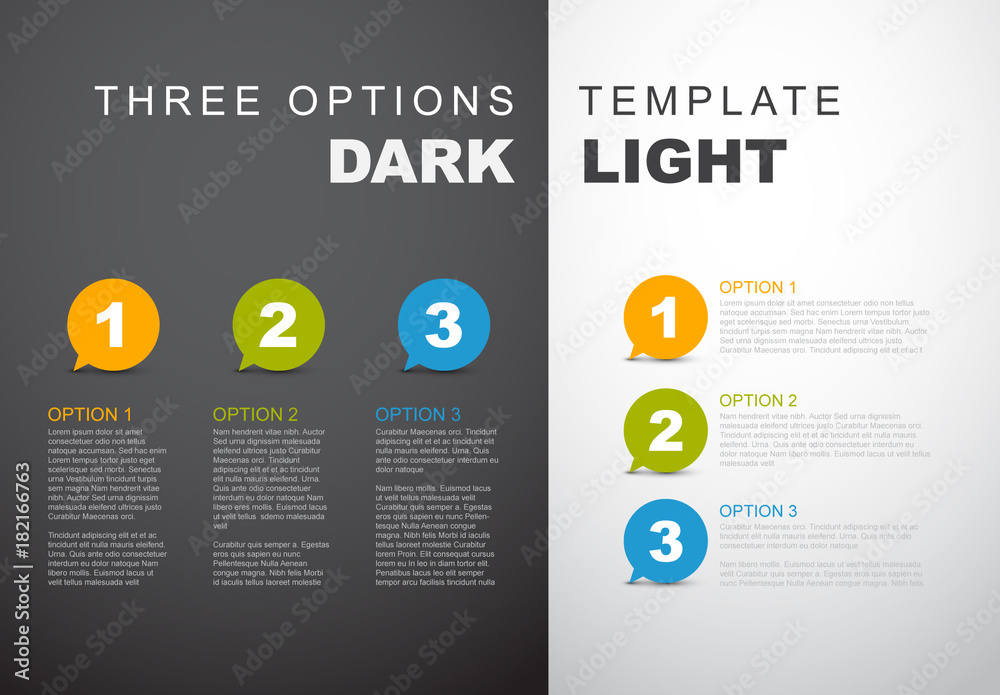 3 Step Circular Quote Bubbles Infographic with Dark and Light Sides ...