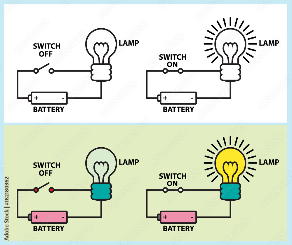 Electronic circuit of lighting lamp diagram Stock Vector | Adobe Stock