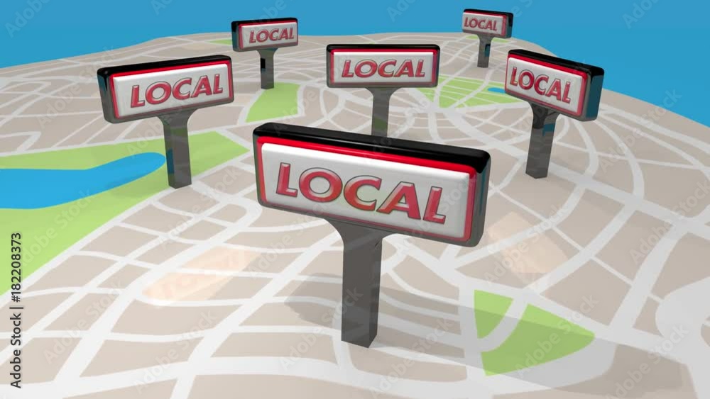 Local Store Restaurant Signs Map Support Hometown Businesses 3d ...