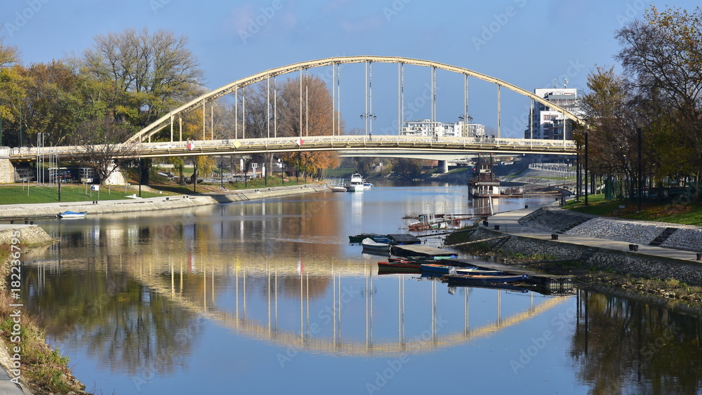 Kossuth bridge over Mosoni Duna river,Gyor,Hungary Stock Photo | Adobe ...