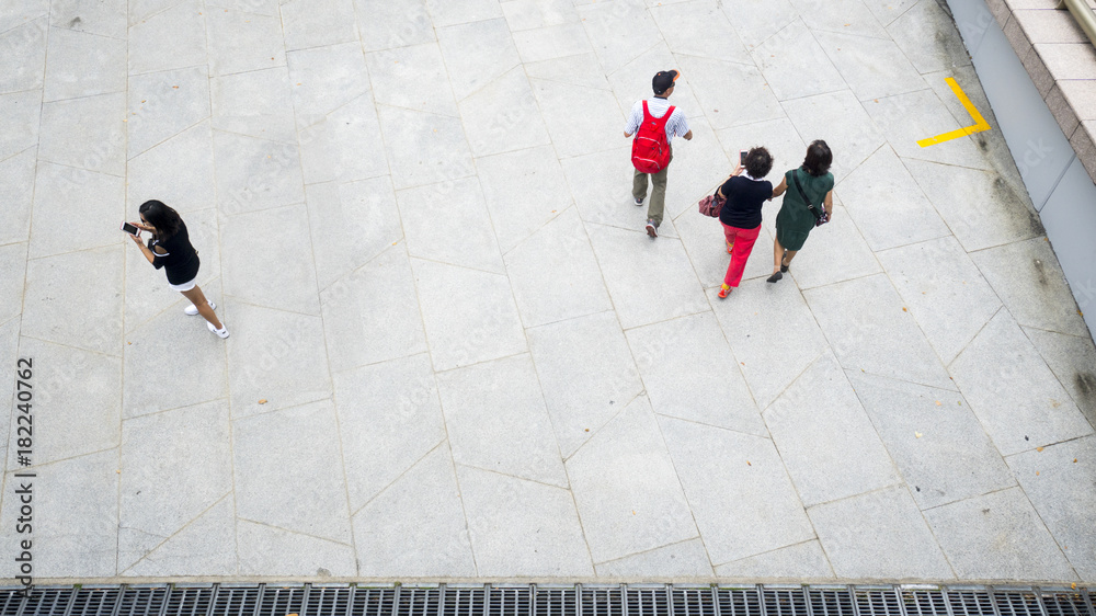 top view aerial of people walk in pedestrian street Stock Photo | Adobe ...