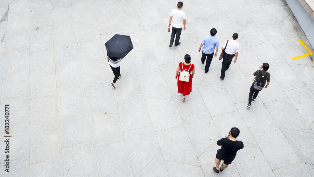 top view aerial of people walk in pedestrian street Stock Photo | Adobe ...