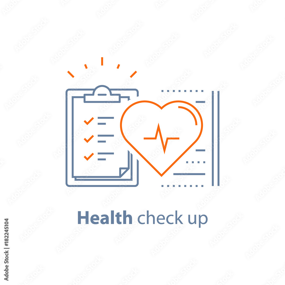 Cardiovascular disease test, health check up checklist, heart ...