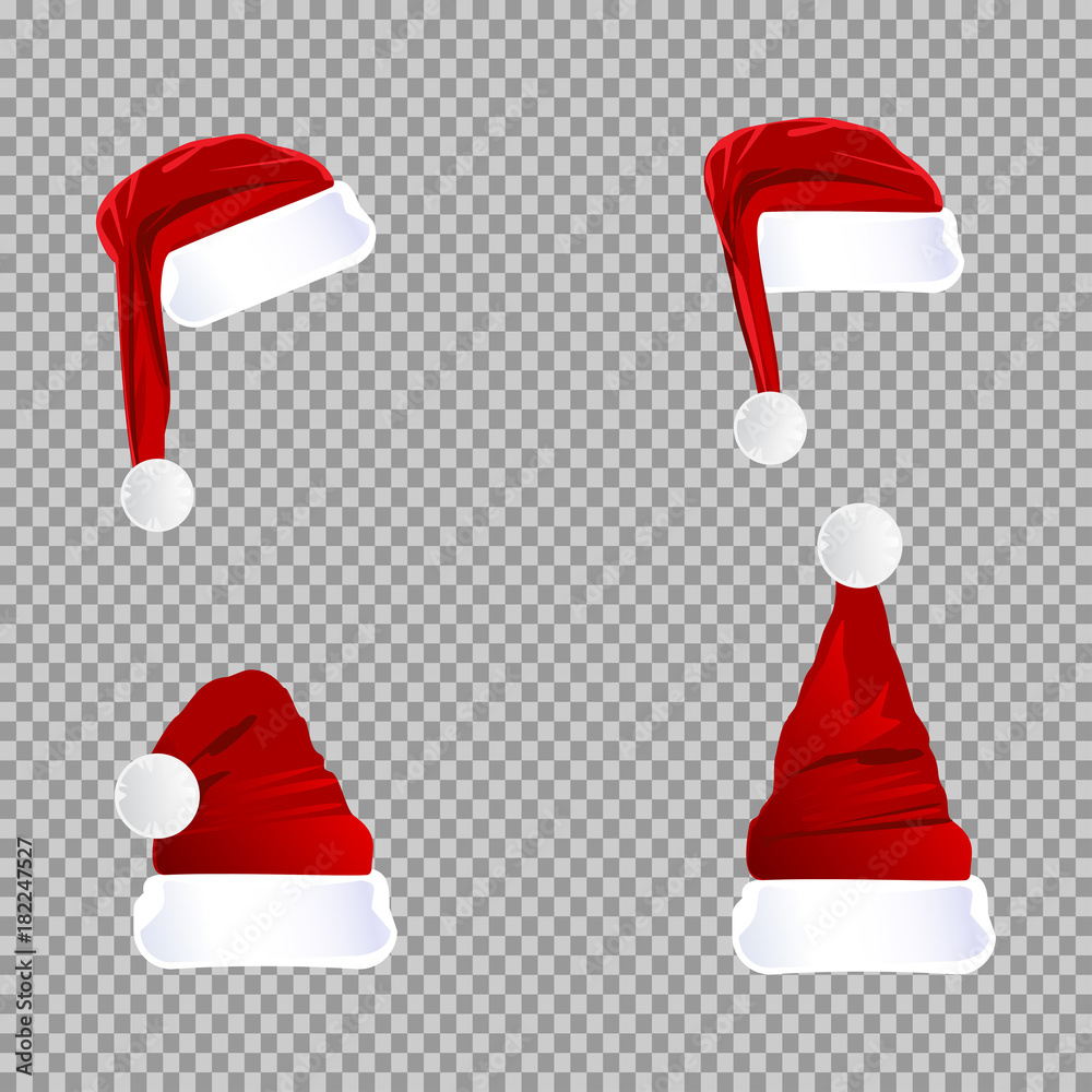 eps10 vector red Santa hat set isolated on transparent background ...