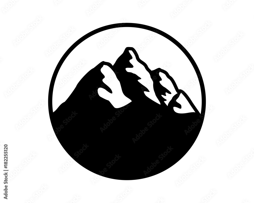 Black Circle Mountain Illustration Logo Silhouette Stock Vector | Adobe ...