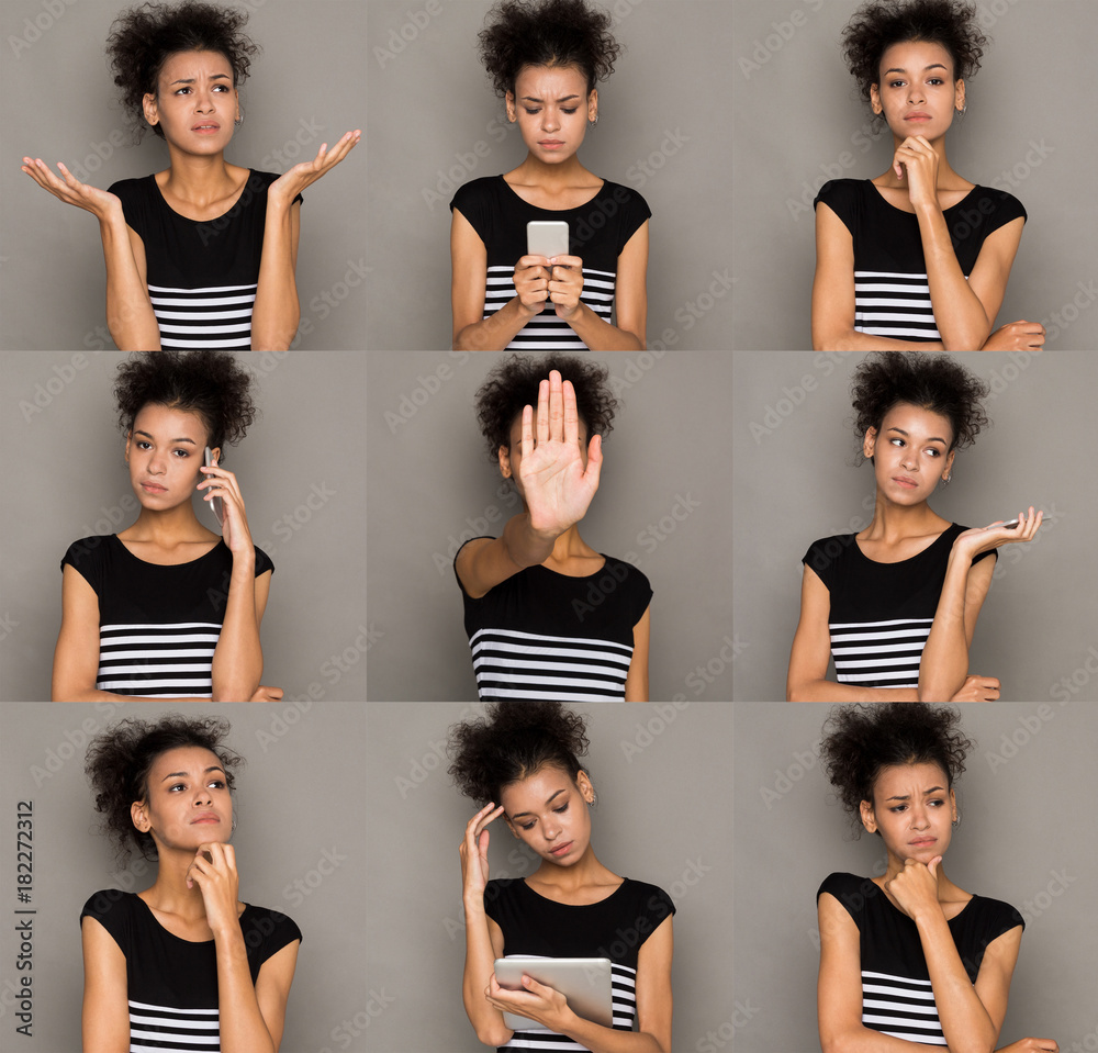 Female different emotions set Stock Photo | Adobe Stock