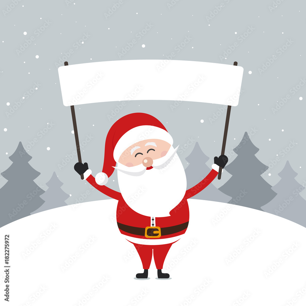 santa claus hold banner sign showing christmas text greeting winter ...