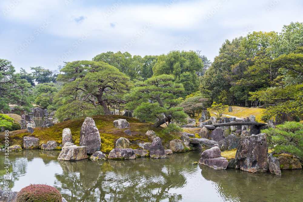 Ancient Japanese gardens at Kyoto's Nijo Castle Stock Photo | Adobe Stock