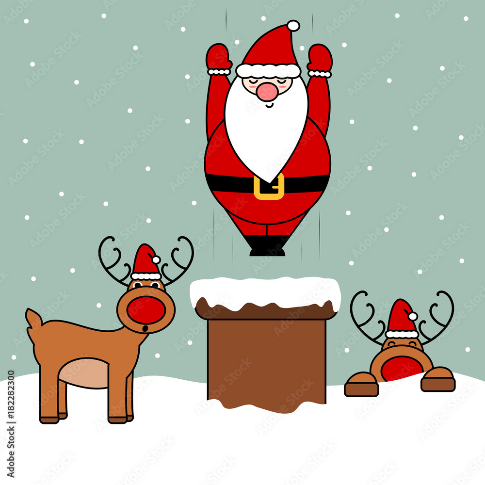 cute cartoon vector funny christmas illustration of Santa Claus falling ...