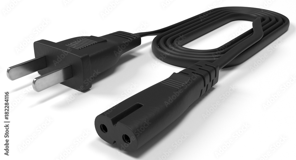 3D rendering - closeup power cable with iec-c7 connector isolated on ...