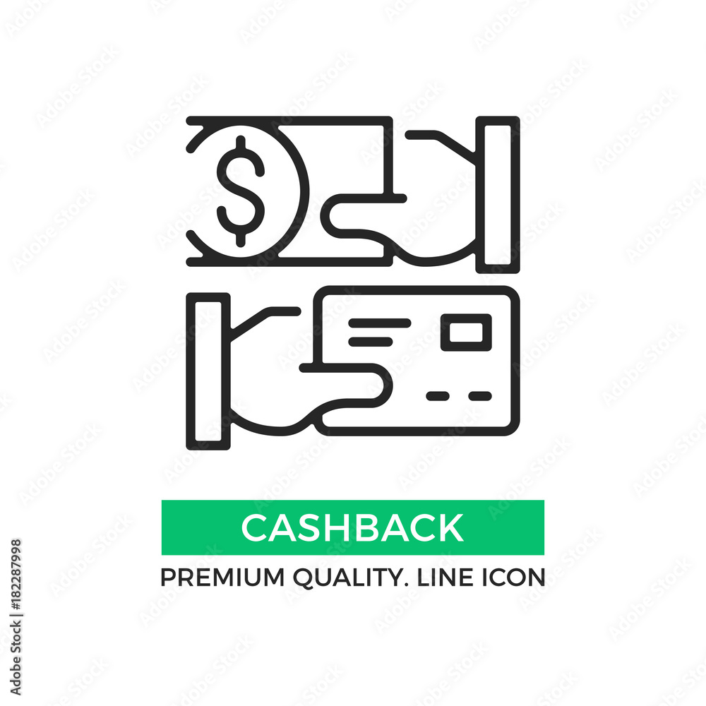 Vector cashback icon. Cash back. Hand holding credit card and hand ...
