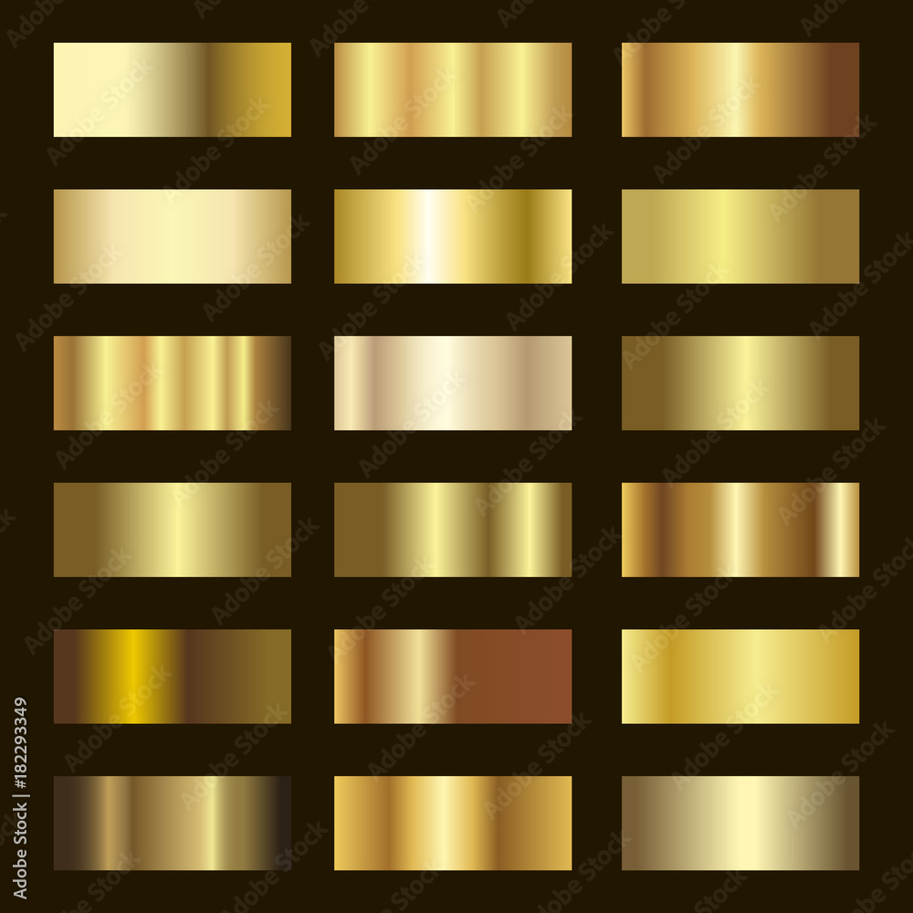 Set of Gold gradient background vector texture metallic illustration ...