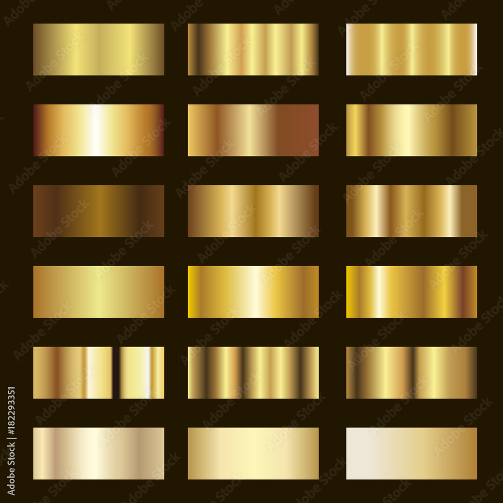 Set of Gold gradient background vector texture metallic illustration ...