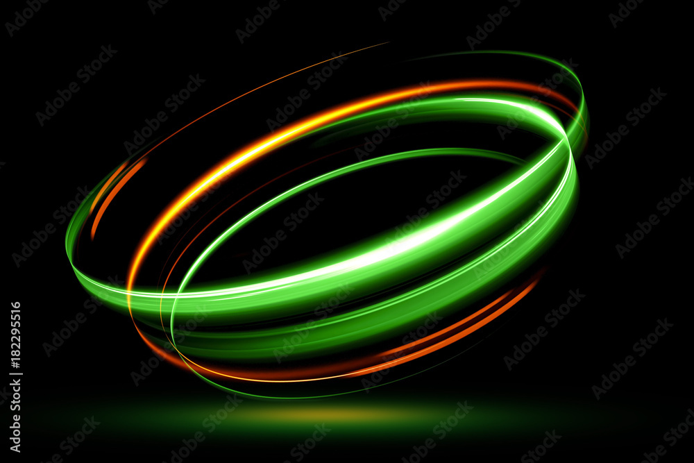 Glow swirl light effect. Circular lens flare. Abstract rotational lines ...