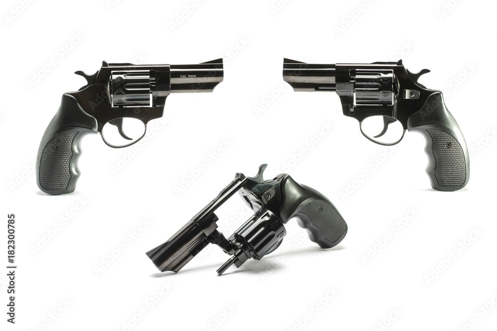 Short-barreled revolver with a black plastic handle isolated Photos ...